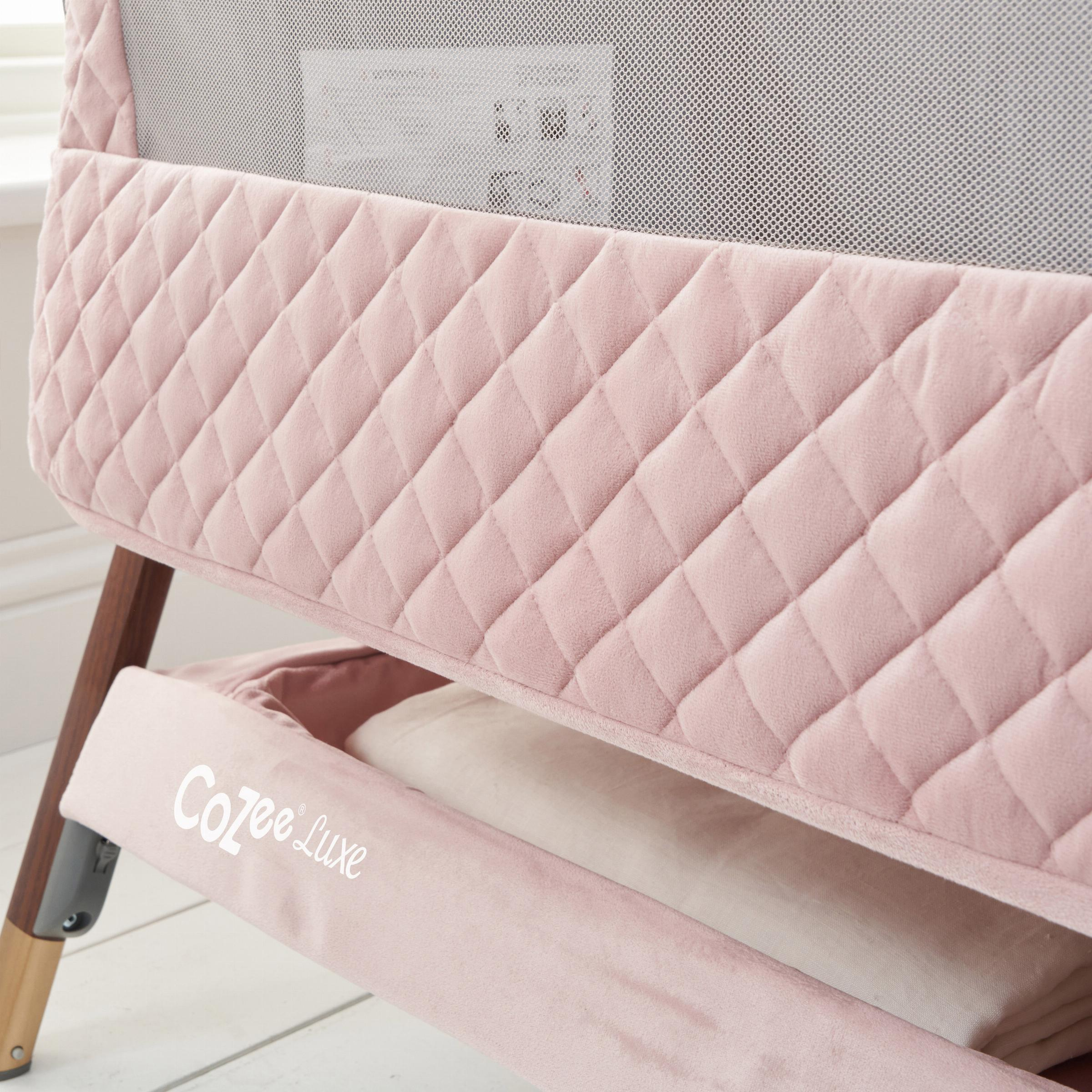 Tutti Bambini CoZee Luxe Bedside Crib - Walnut/Blush Pink | Babylist Shop