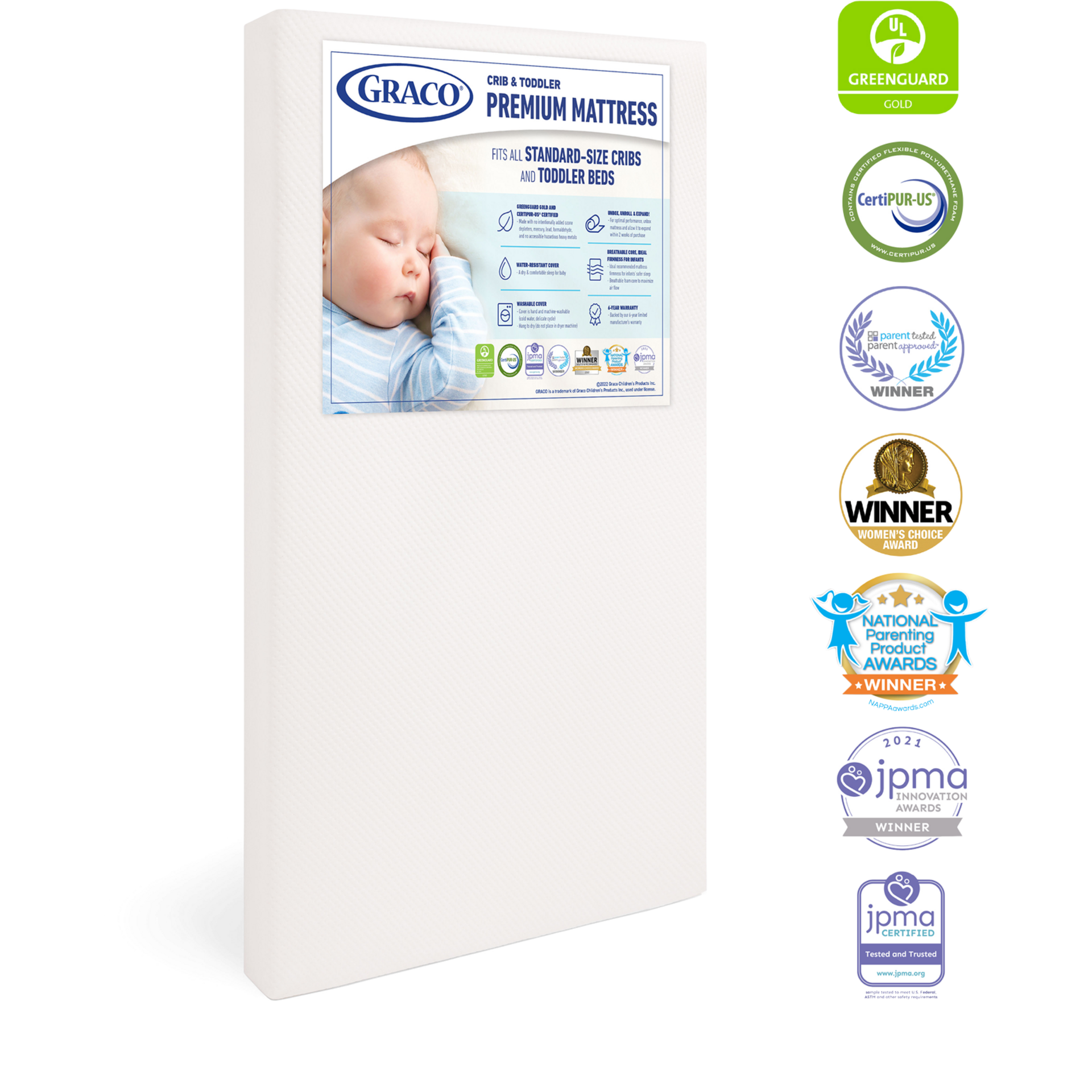 Graco Ultra Premium 2-in-1 Crib and Toddler Mattress - White | Babylist ...