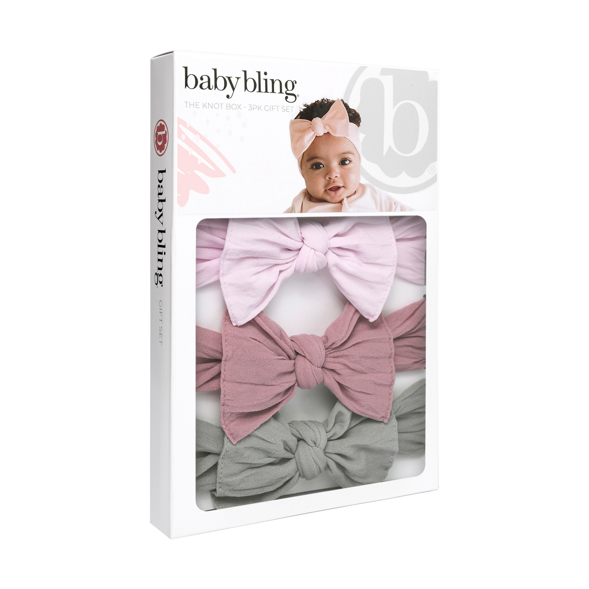 Baby Bling Classic Knot Headband Set (3 pack) - Primrose/Mauve/Grey ...