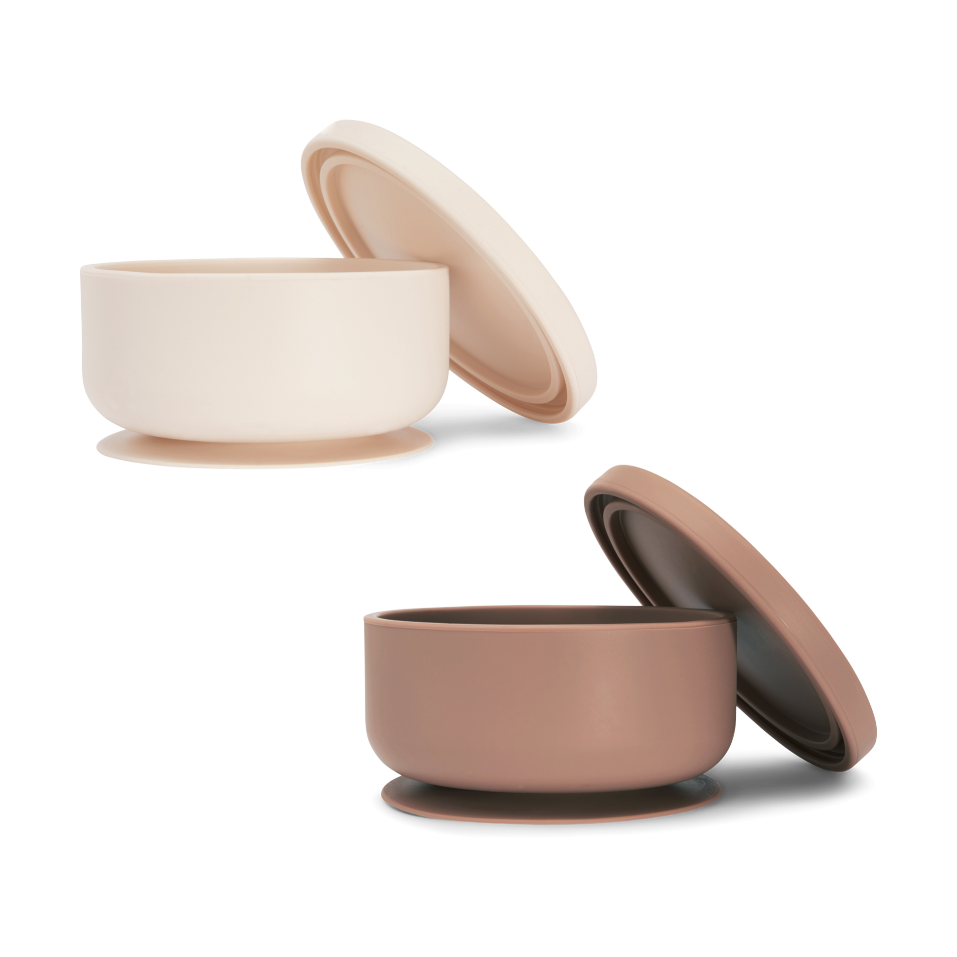 AEIOU Suction Bowl with Lid - Clay + Oat Milk | Babylist Shop