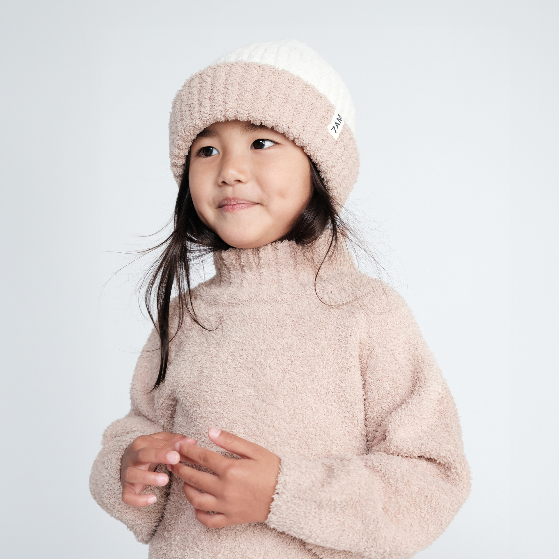 7AM Enfant Fuzzy 2-Tone Ribbed Beanie - Ecru/Pecan, 0-6 M | Babylist Shop