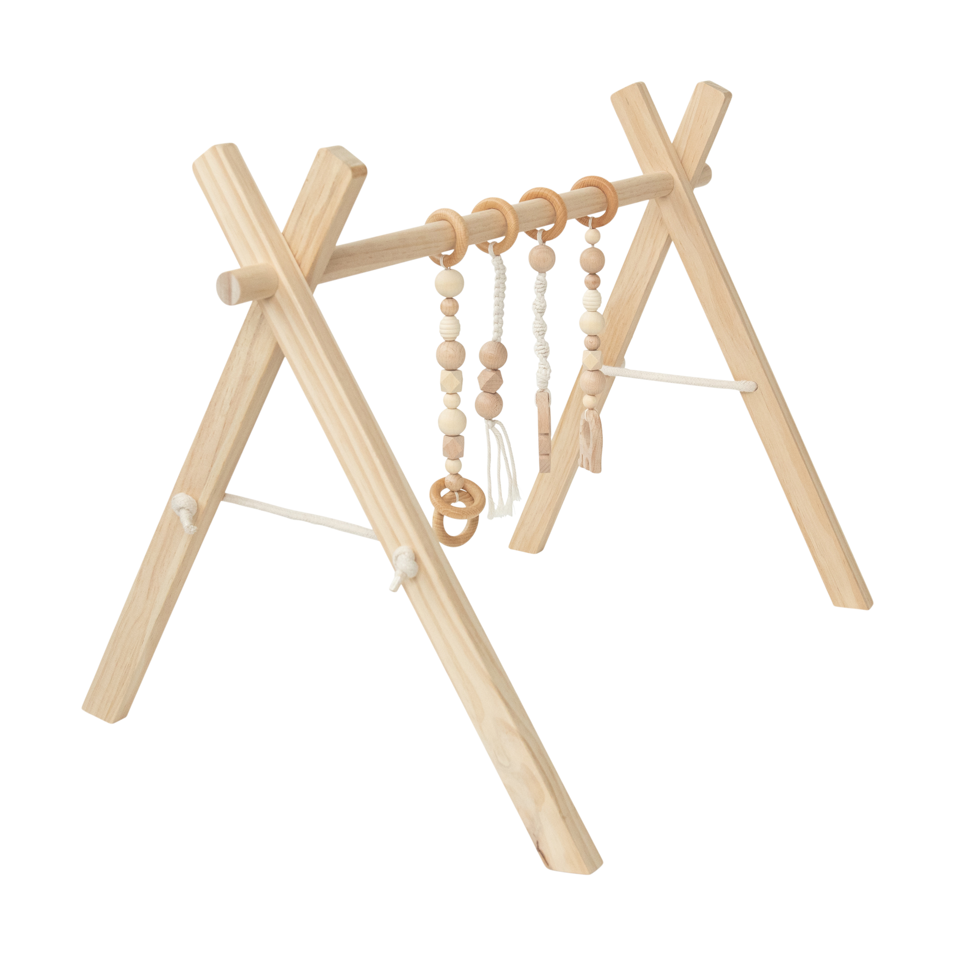 Poppyseed Play Natural Pine Wood Baby Gym - Macrame Toys | Babylist Shop