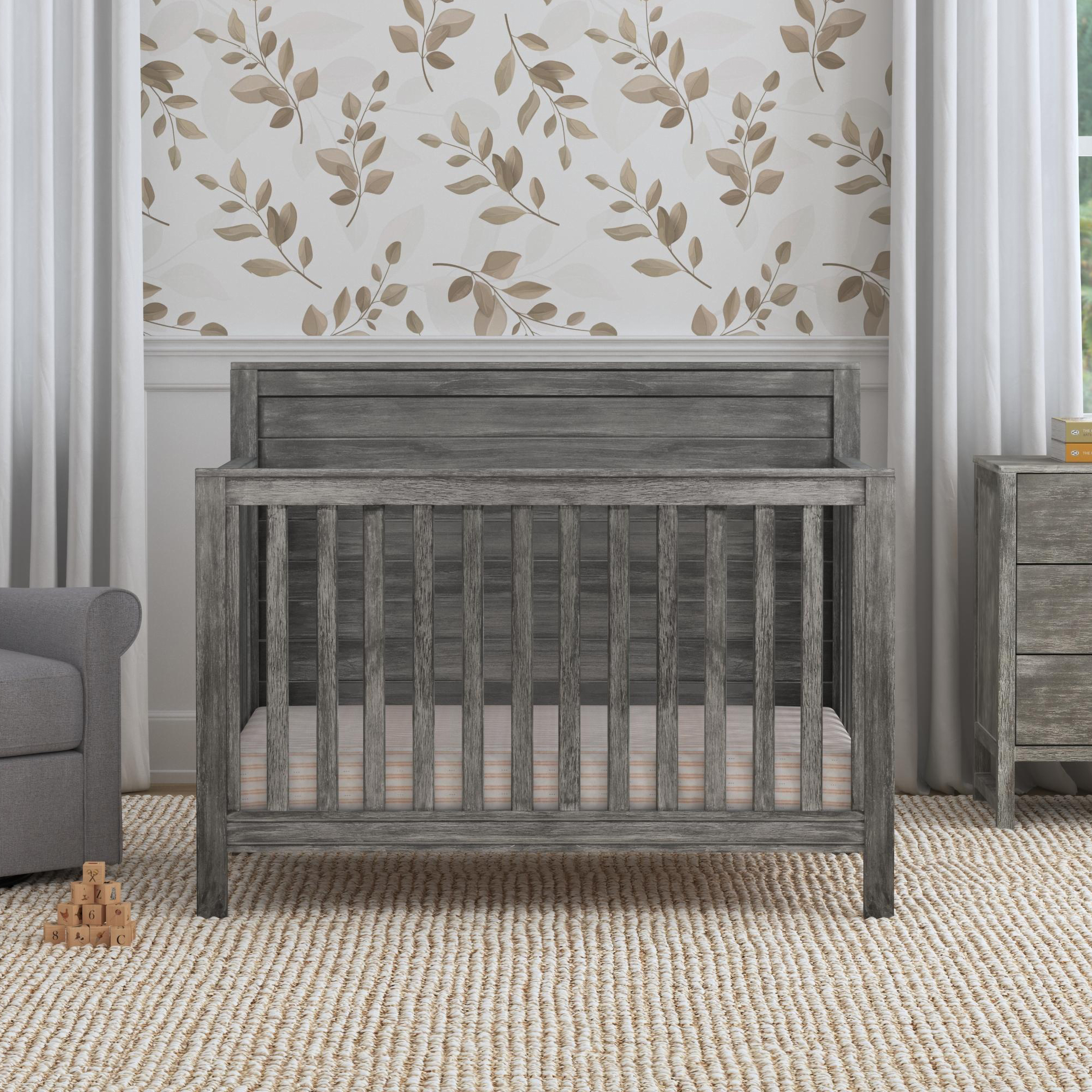 Delta Children Essex 4-in-1 Convertible Baby Crib - Grey With Natural ...