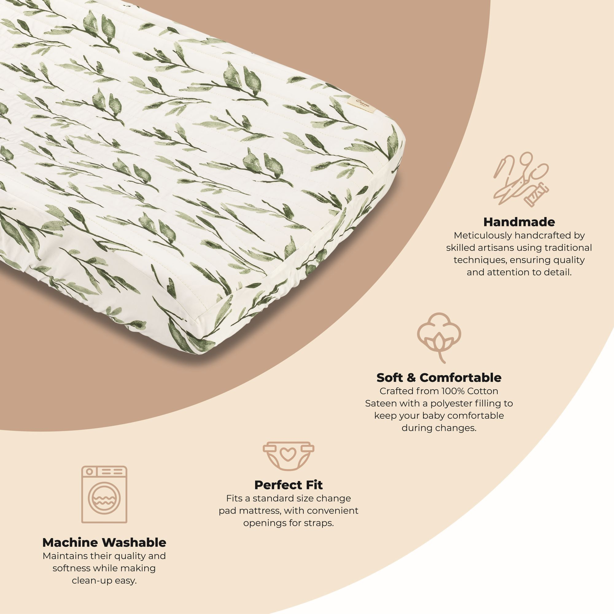 Crane Baby Cotton Quilted Change Pad Cover - Parker Leaf | Babylist Shop