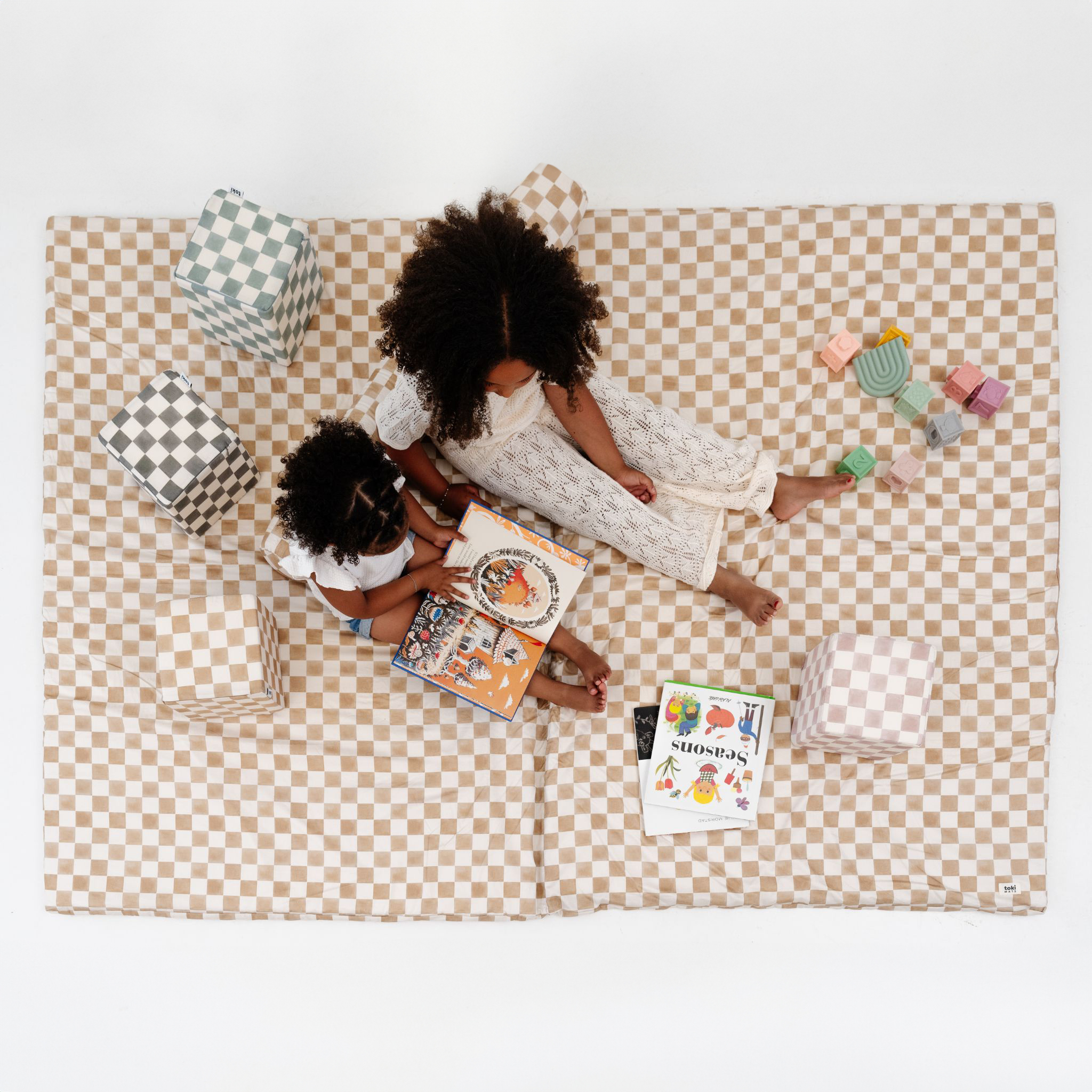 Toki Kids Epic Organic Cotton Play Mat - Checker Toffee | Babylist Shop