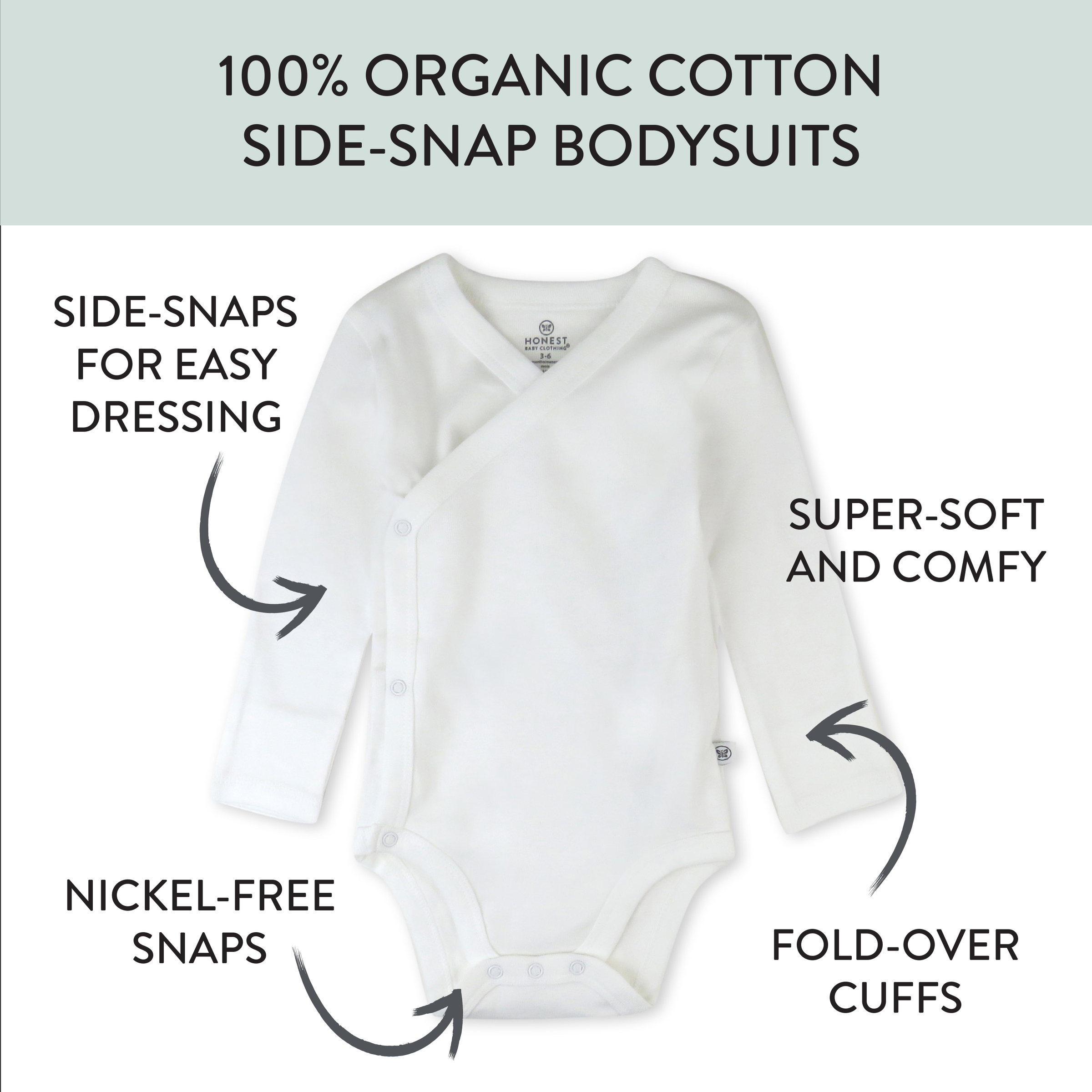 Honest Baby Clothing 3-Pack Organic Cotton Long Sleeve Side Snap ...