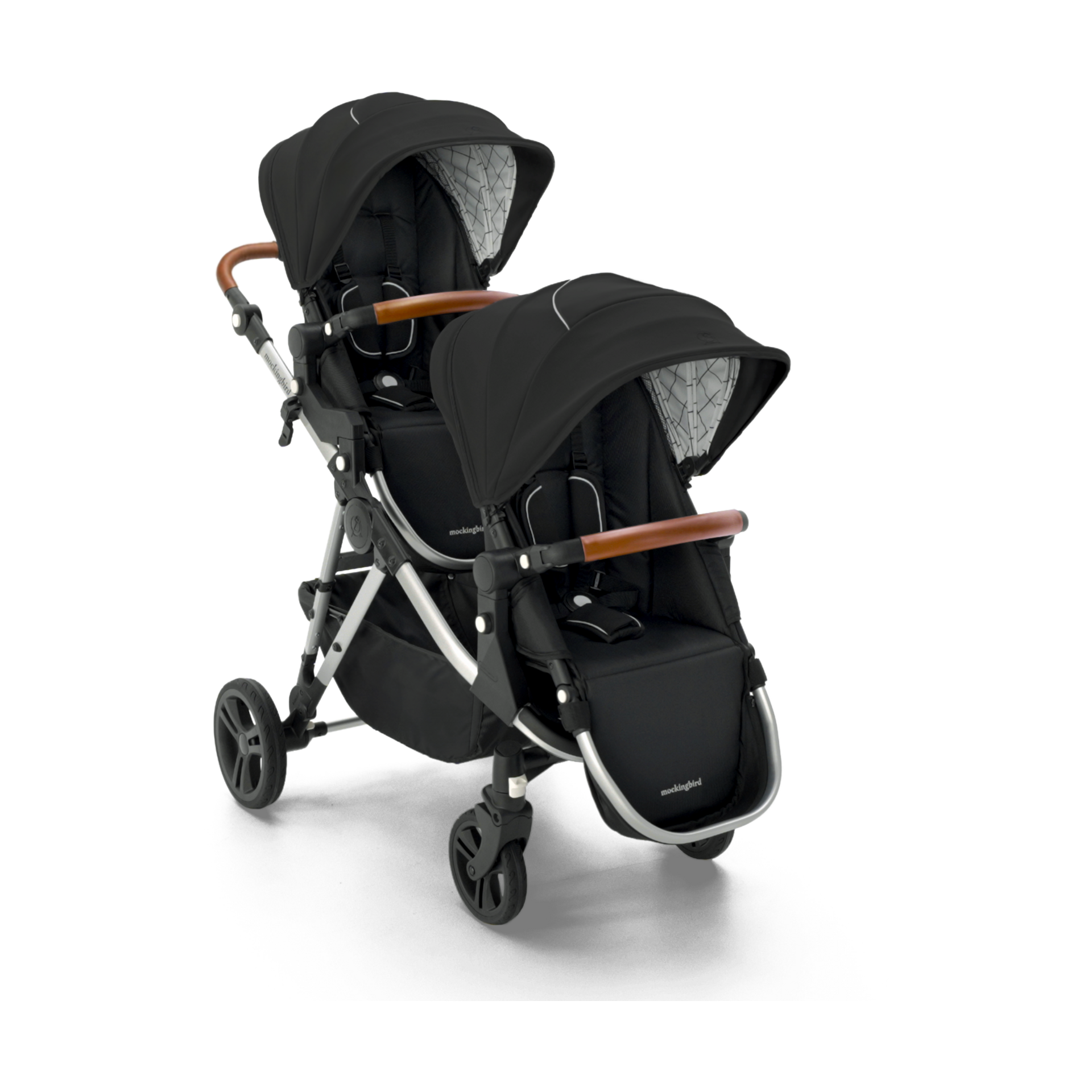 Mockingbird Single-to-Double Stroller 2.0 - Black/Windowpane Canopy ...
