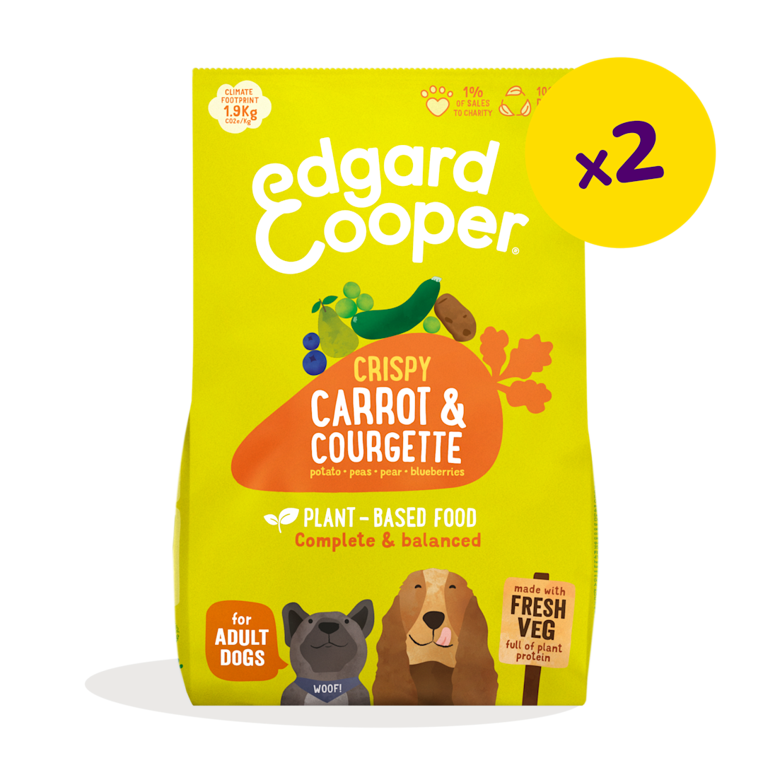 Crispy Carrot Courgette Plant-Based Dog Kibble | Edgard & Cooper