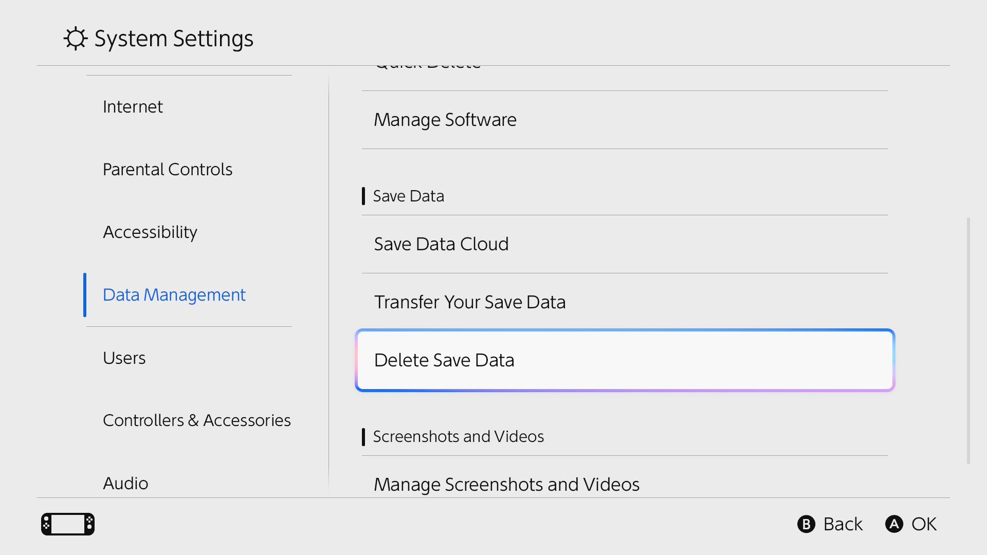 Delete Data | Nintendo Switch 2 Support | Nintendo Support