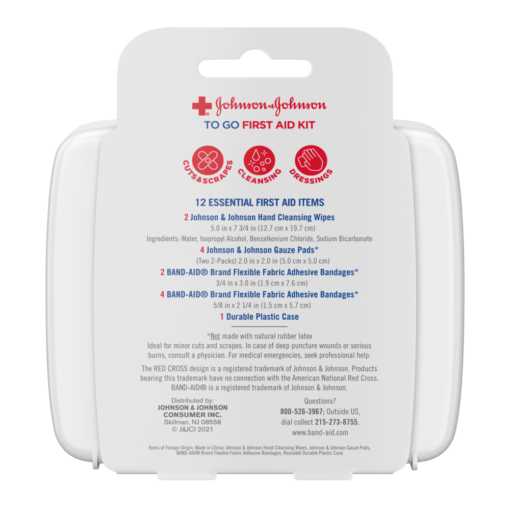 FIRST AID TO GO Mini First Aid Kit 12 Pieces BAND AID Brand Adhesive Bandages