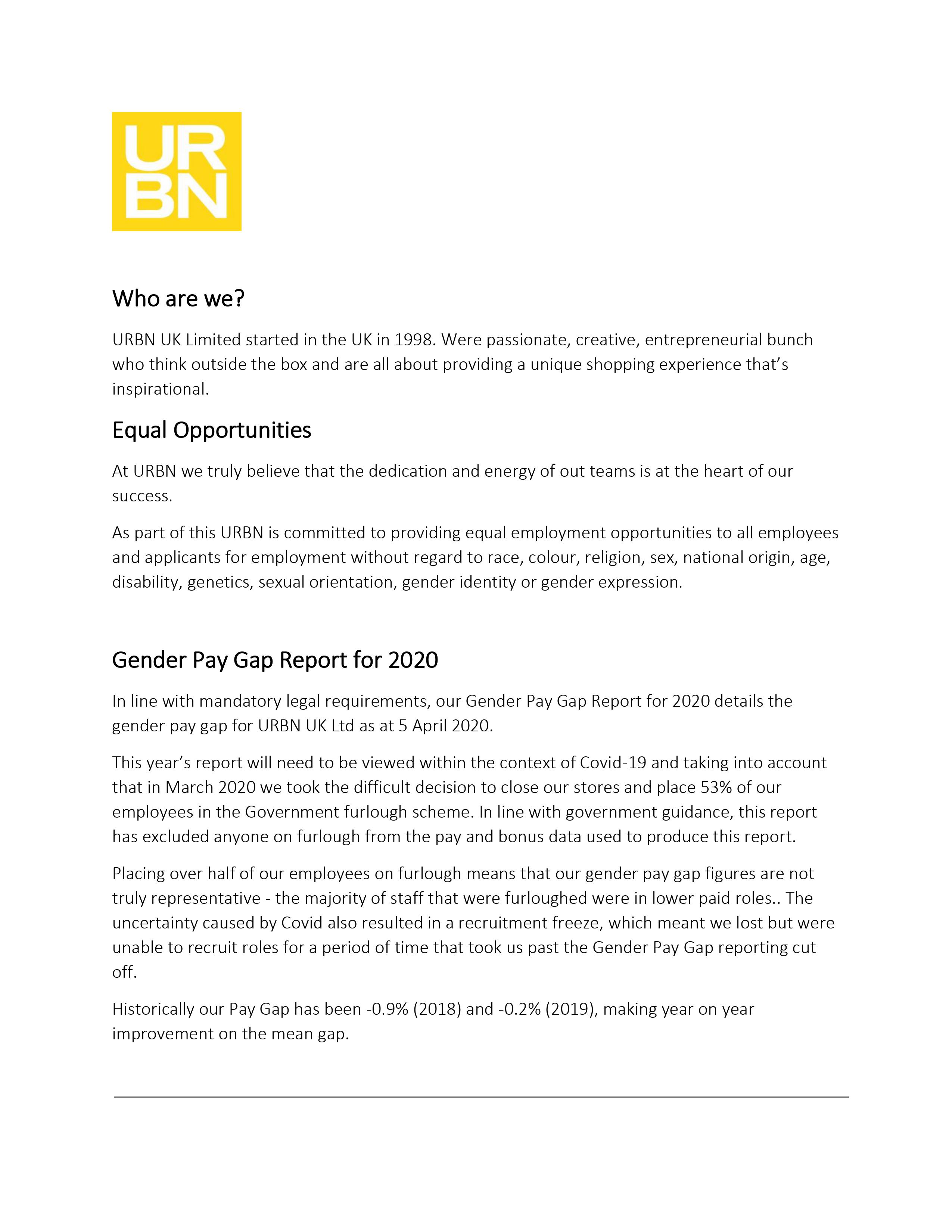Gender Pay Reporting Statement