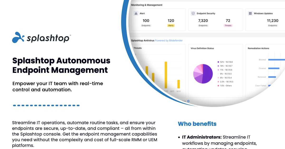 Gestão Autónoma De Endpoints Splashtop Ficha Técnica