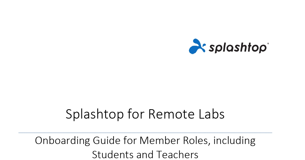 Student Onboarding Guide - Splashtop for Remote Labs