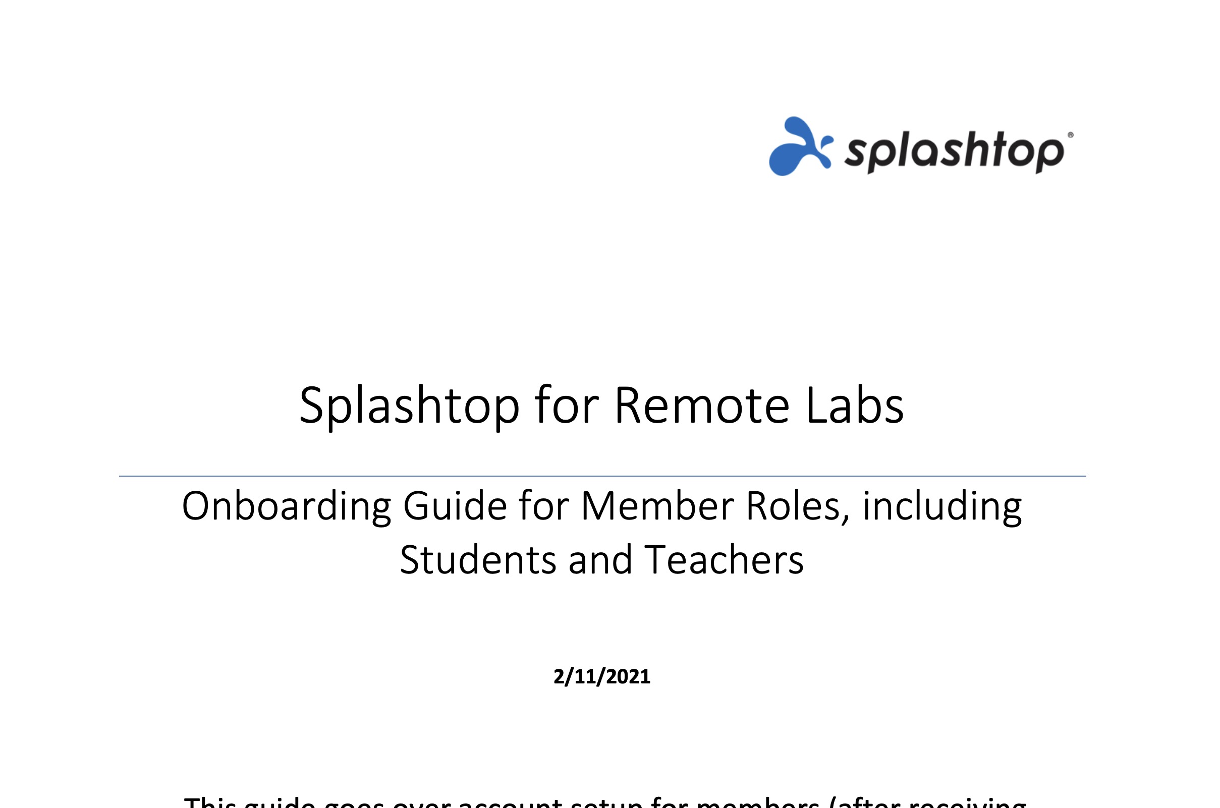 學生入門指南 - Splashtop for Remote Labs
