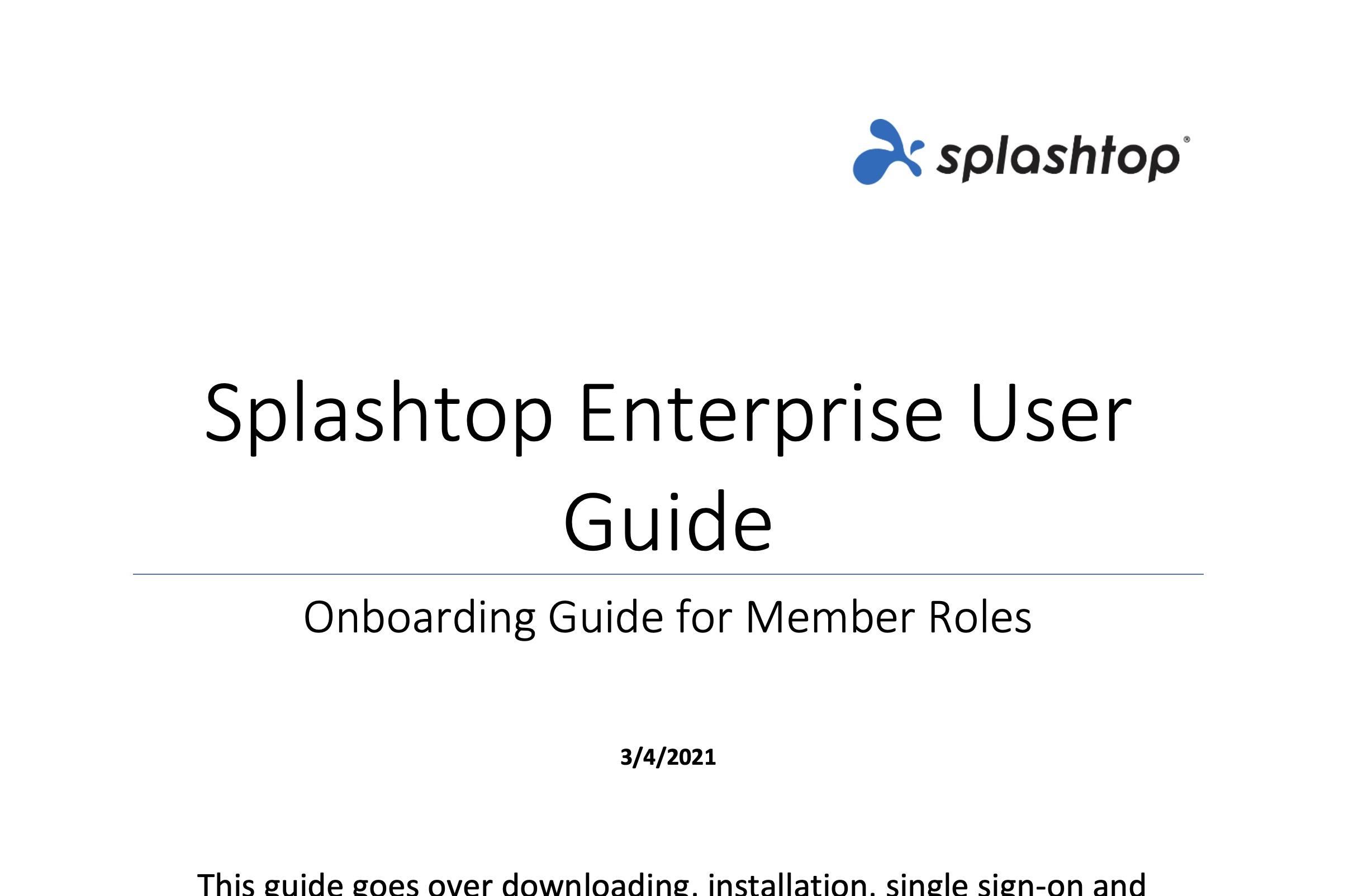 Enterprise User Onboarding Guide with SSO - Splashtop eBook
