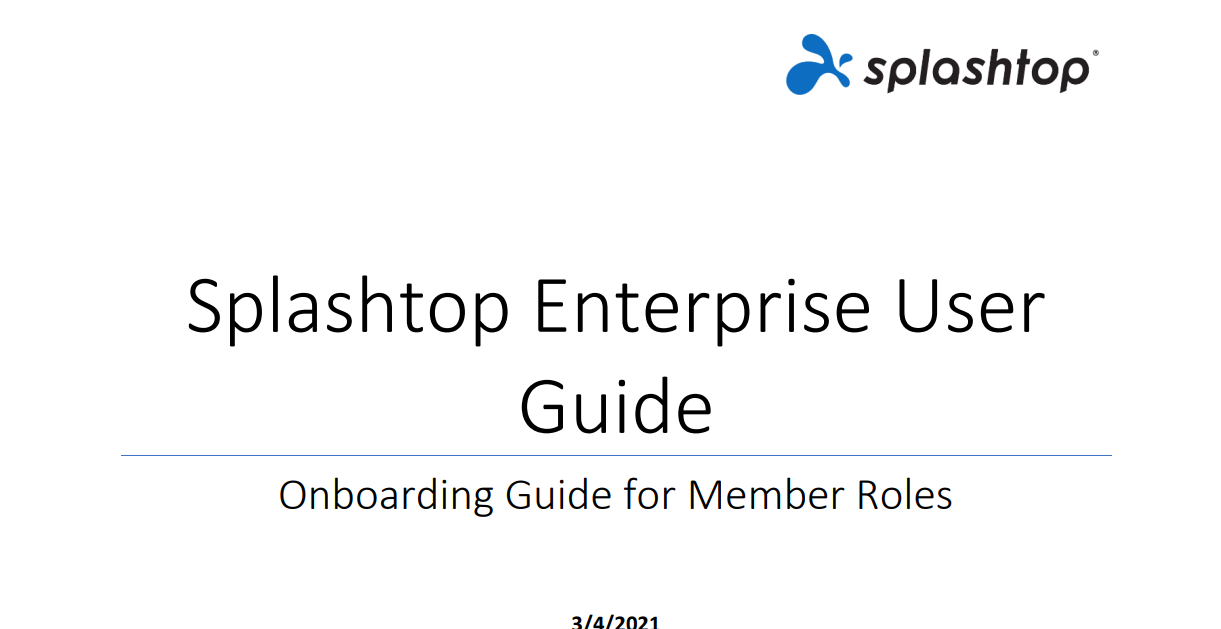 Enterprise User Onboarding Guide with SSO - Splashtop eBook