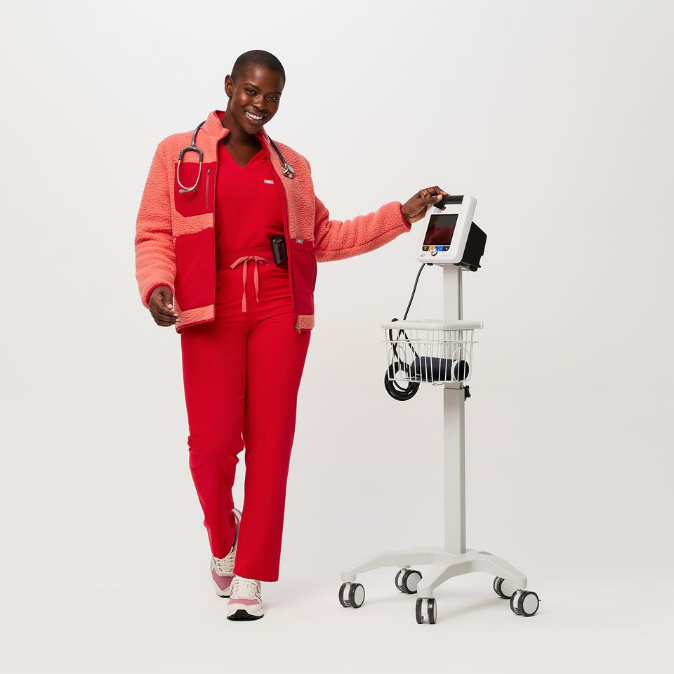 Women’s On-Shift Sherpa Jacket™ - Pop Red/Coral · FIGS
