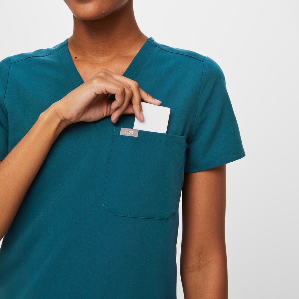 Women's Catarina One-Pocket Scrub Top™ - Caribbean Blue · FIGS