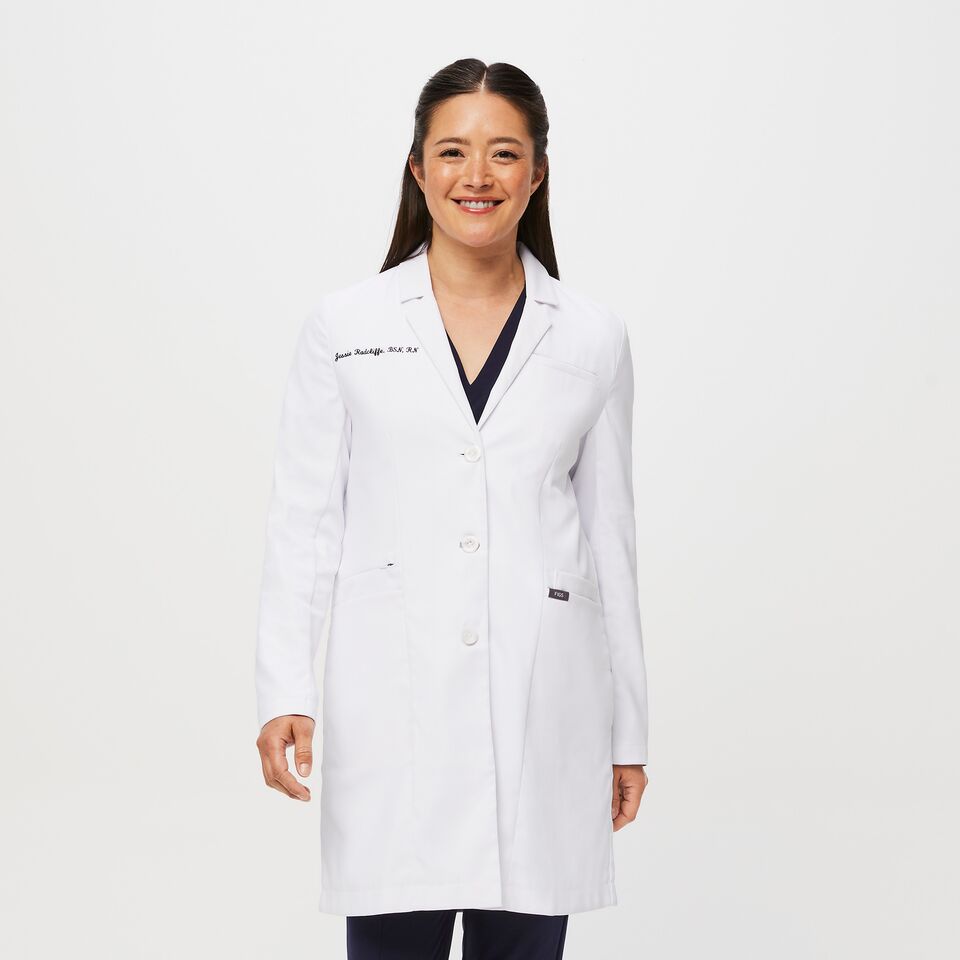 Women’s Bellevue Long Lab Coat - White · FIGS