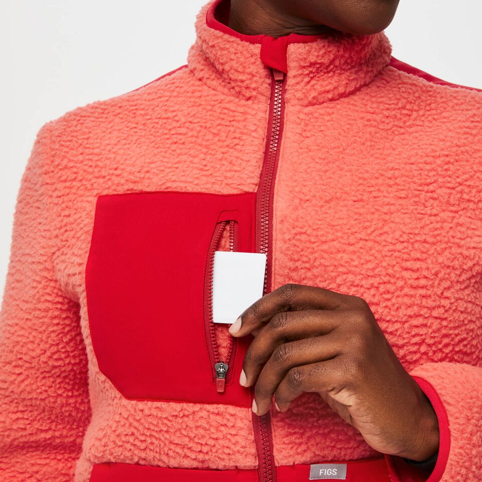 Women’s On-Shift Sherpa Jacket™ - Pop Red/Coral · FIGS