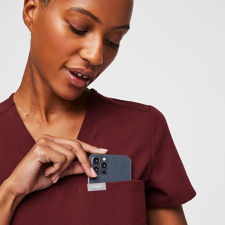 Women's Catarina One-Pocket Scrub Top™ - Burgundy · FIGS