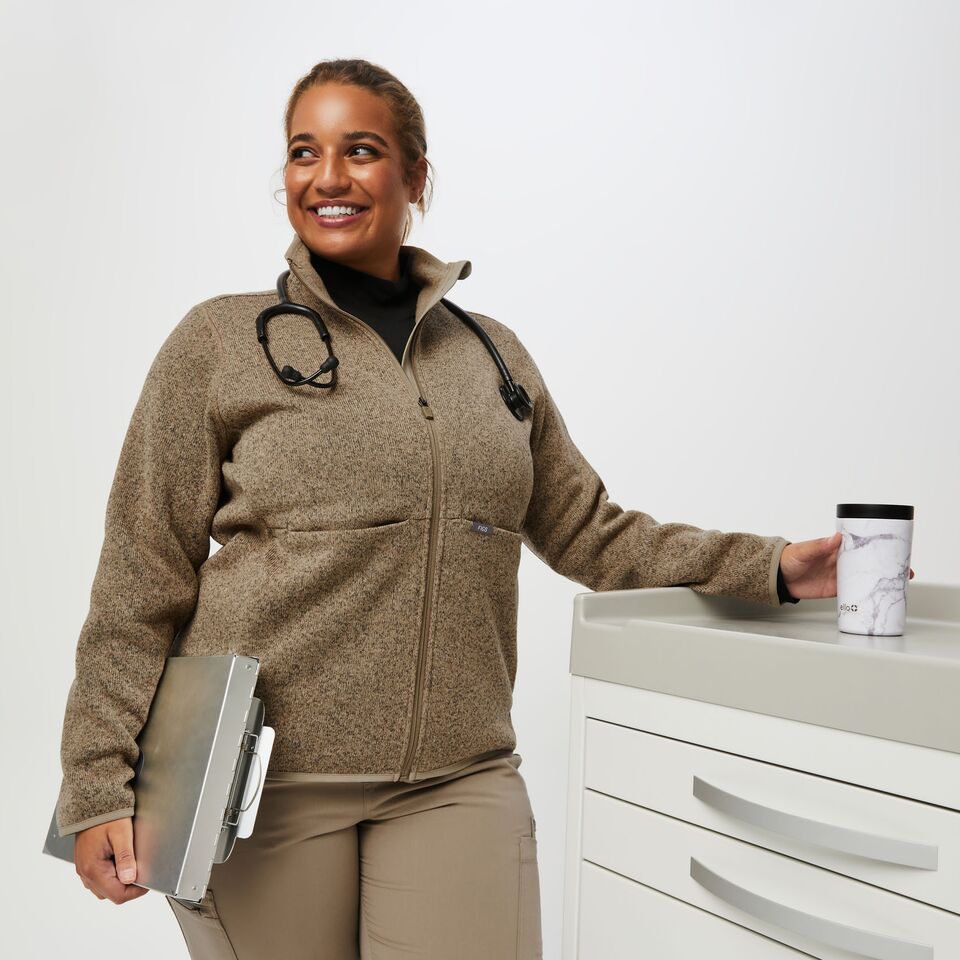 Women’s On-Shift Sweater Knit Jacket™ - Heather Latte · FIGS