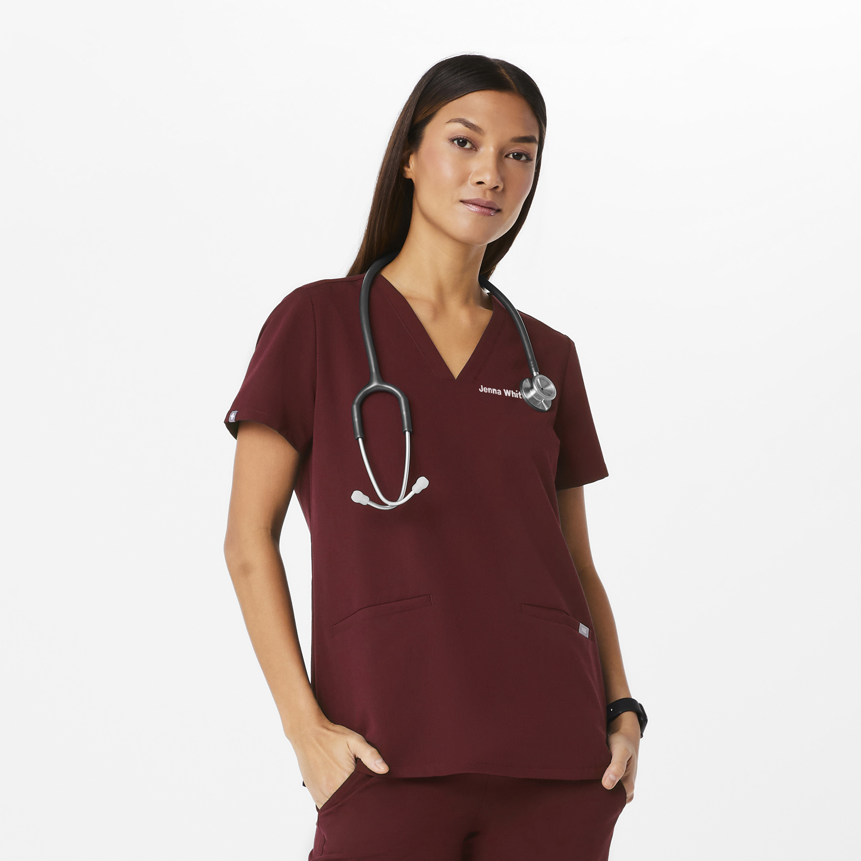 Women's Casma Scrub Top™ - Burgundy · FIGS