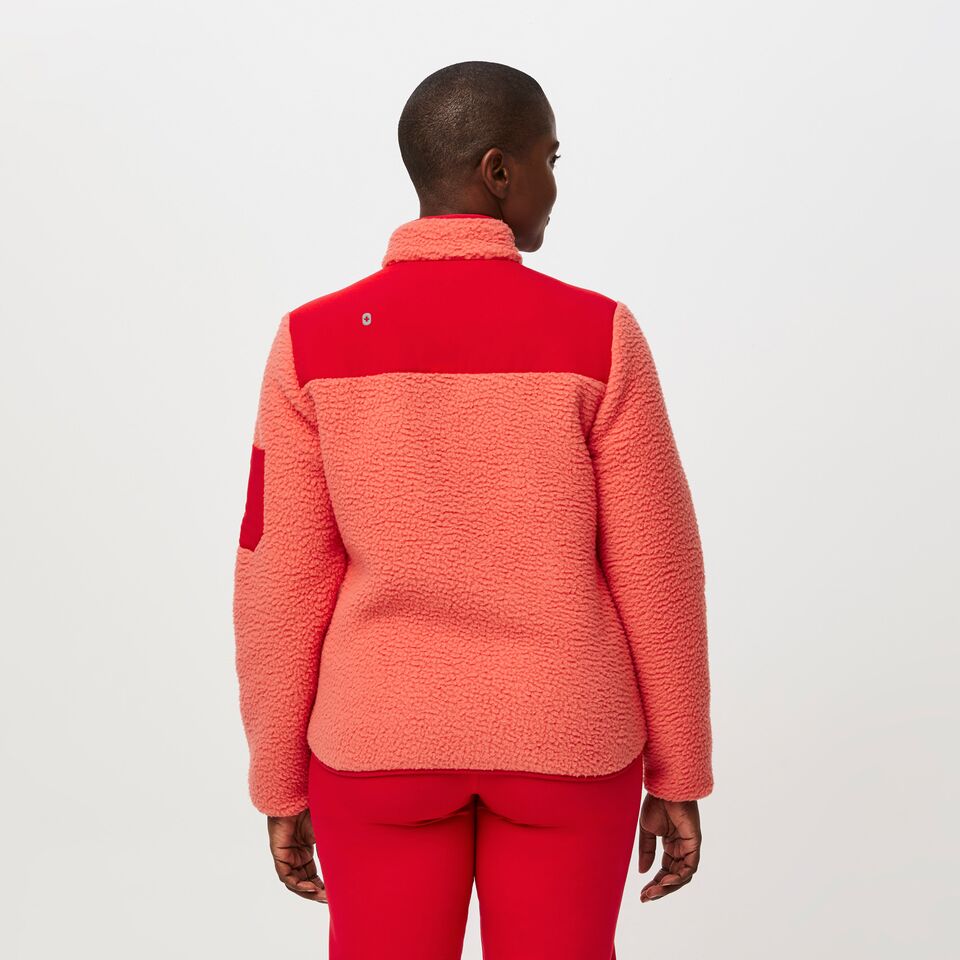 Women’s On-Shift Sherpa Jacket™ - Pop Red/Coral · FIGS