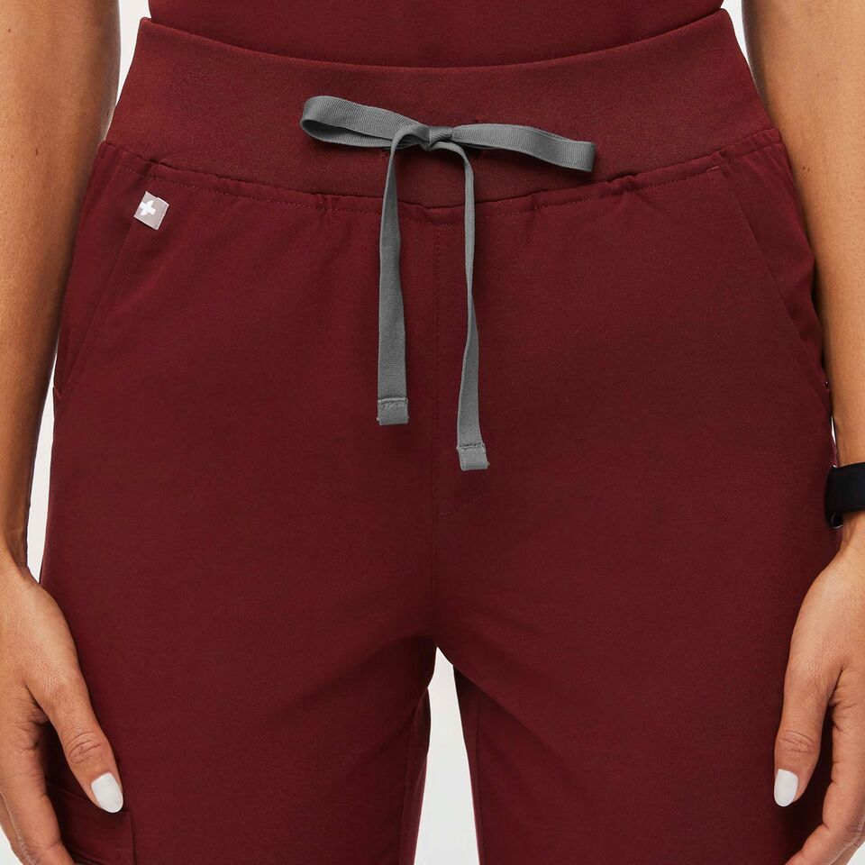 Women’s High Waisted Zamora Jogger Scrub Pants™ - Burgundy · FIGS