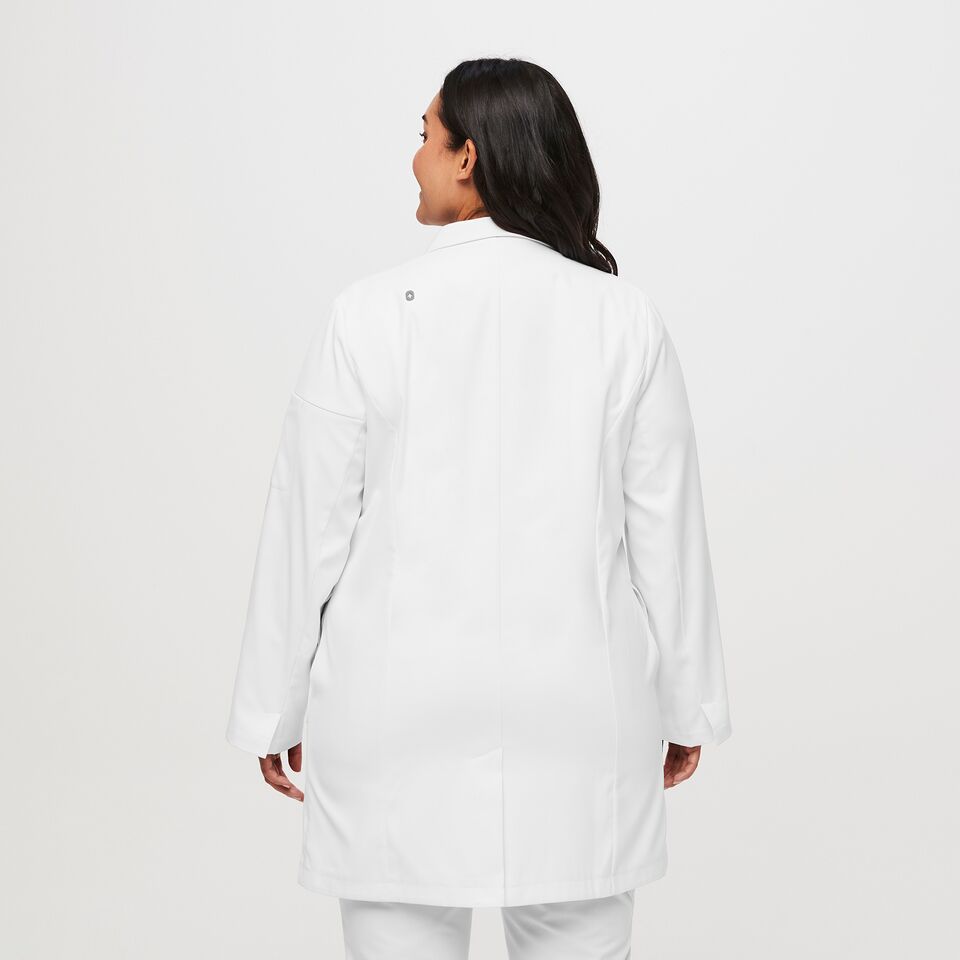 Women’s Double Breasted Lab Coat - Optic White · FIGS
