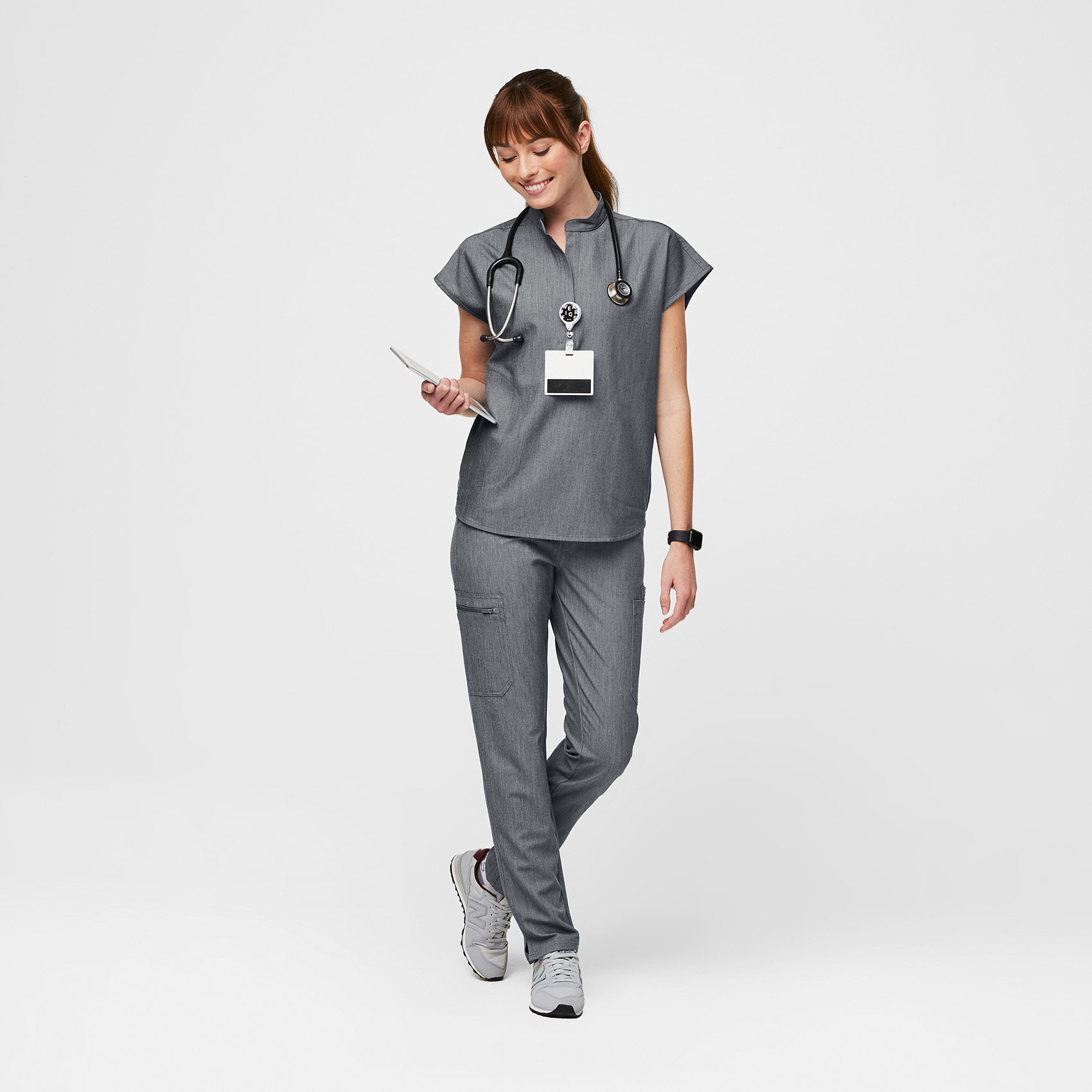 Women's Rafaela Oversized Scrub Top™ - Graphite · FIGS