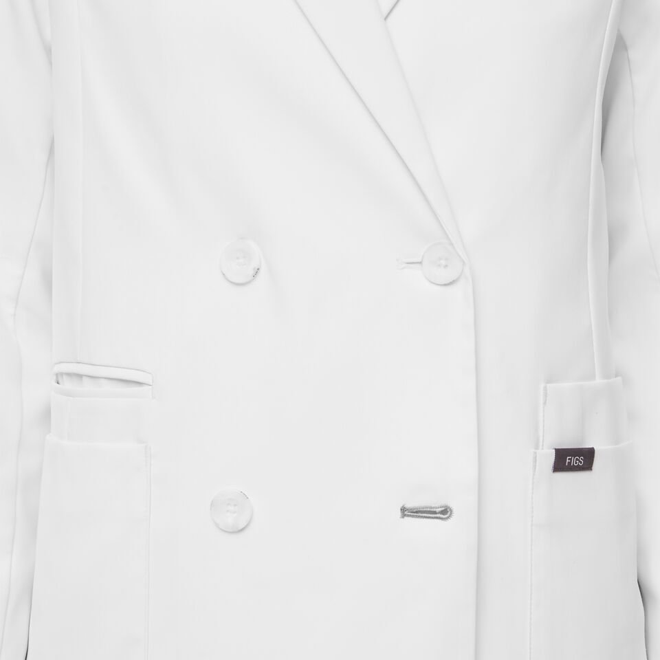 Women’s Double Breasted Lab Coat - Optic White · FIGS