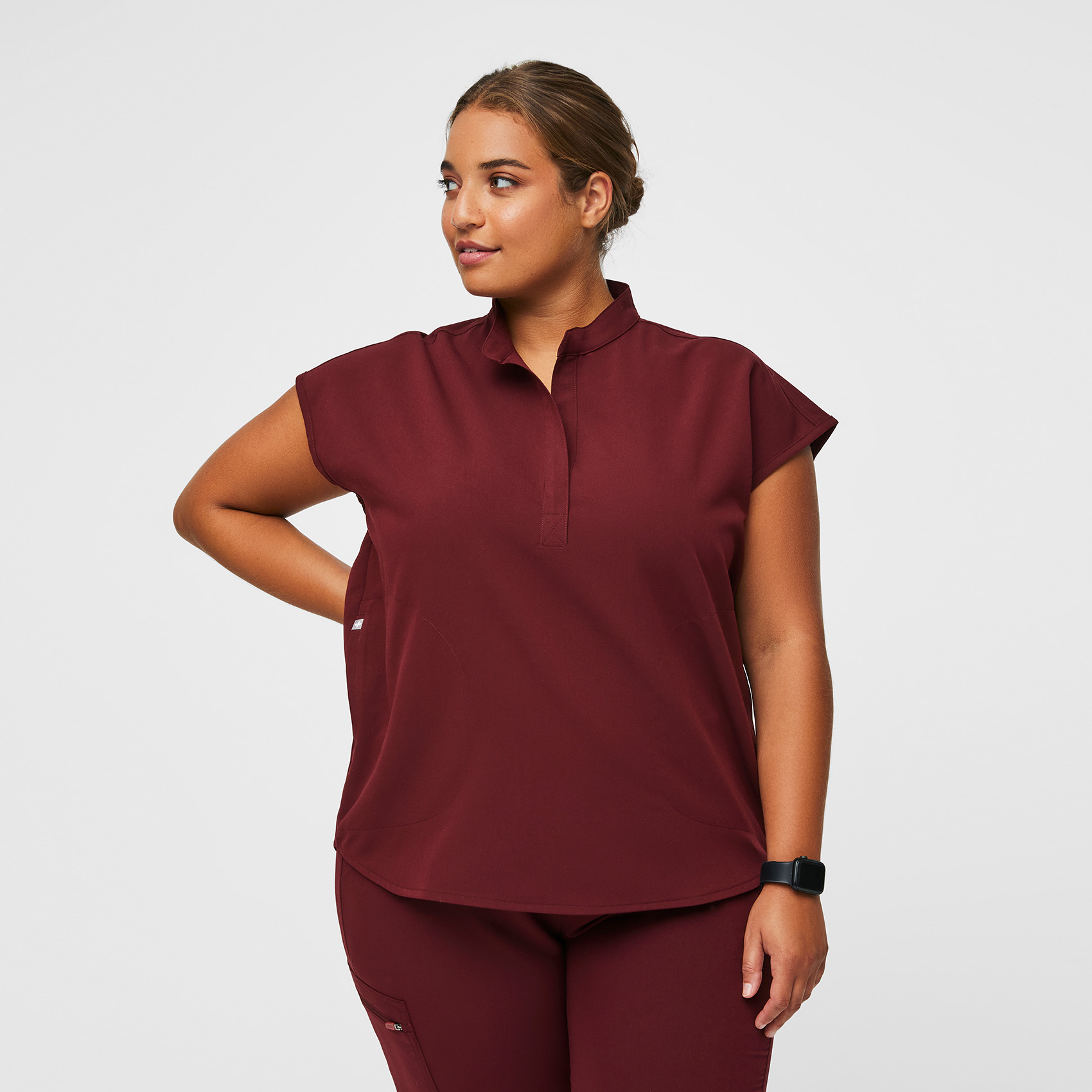Women's Rafaela Oversized Scrub Top™ - Burgundy · FIGS