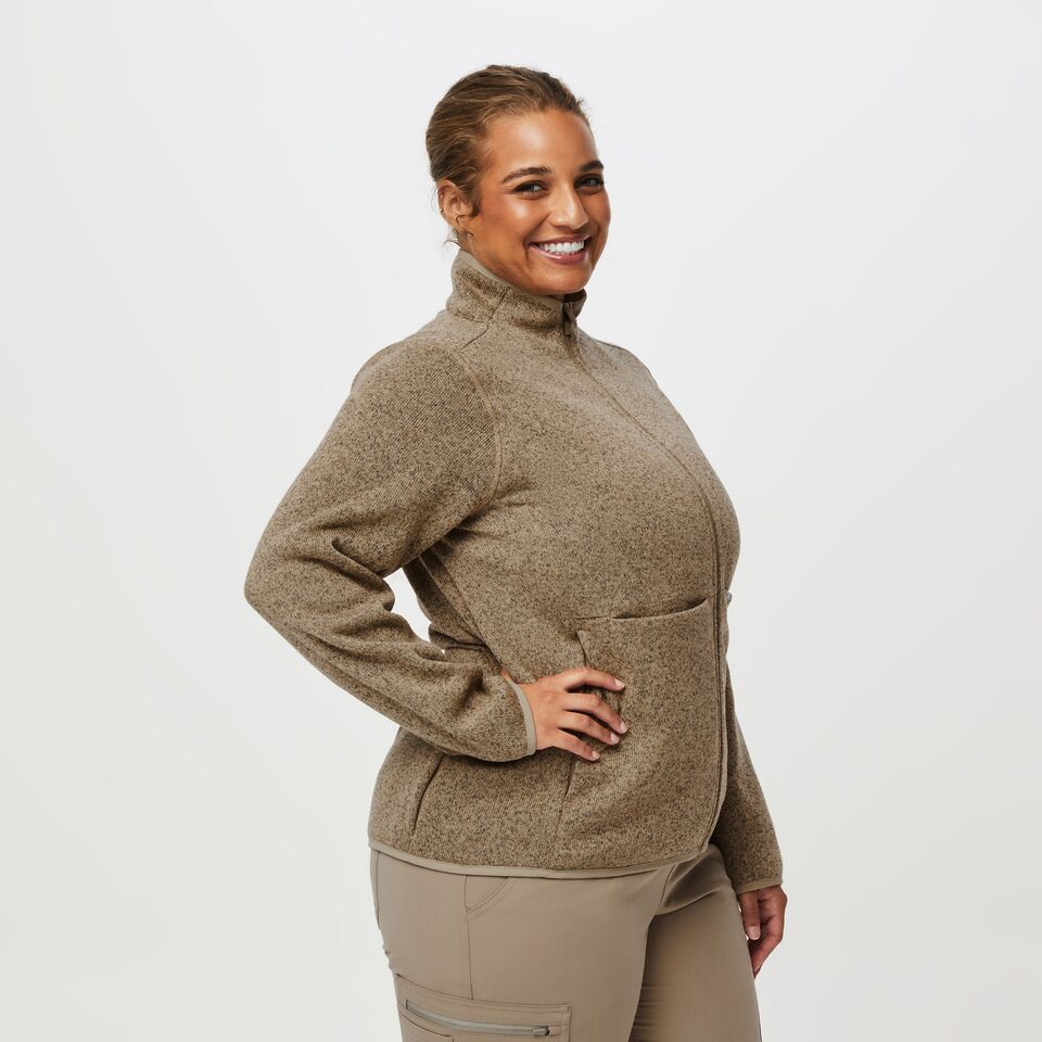Women’s On-Shift Sweater Knit Jacket™ - Heather Latte · FIGS