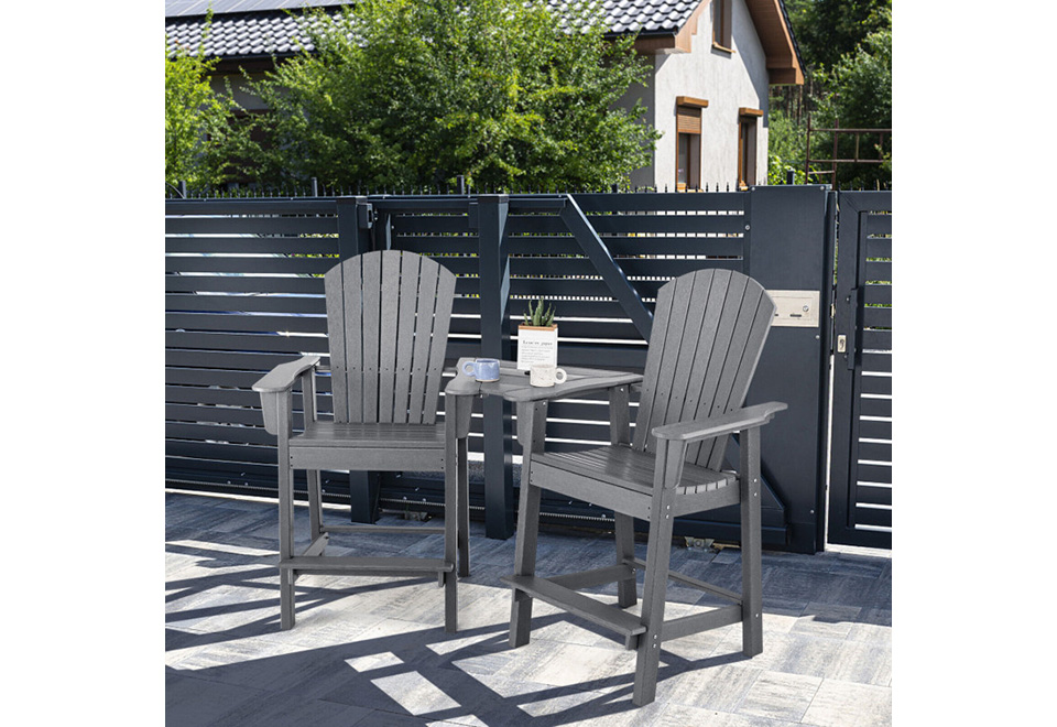 2 Piece Tall Adirondack Chairs with Middle Connecting Tray