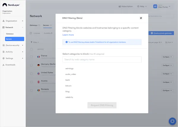 Content Filtering with DNS Category blocking | NordLayer