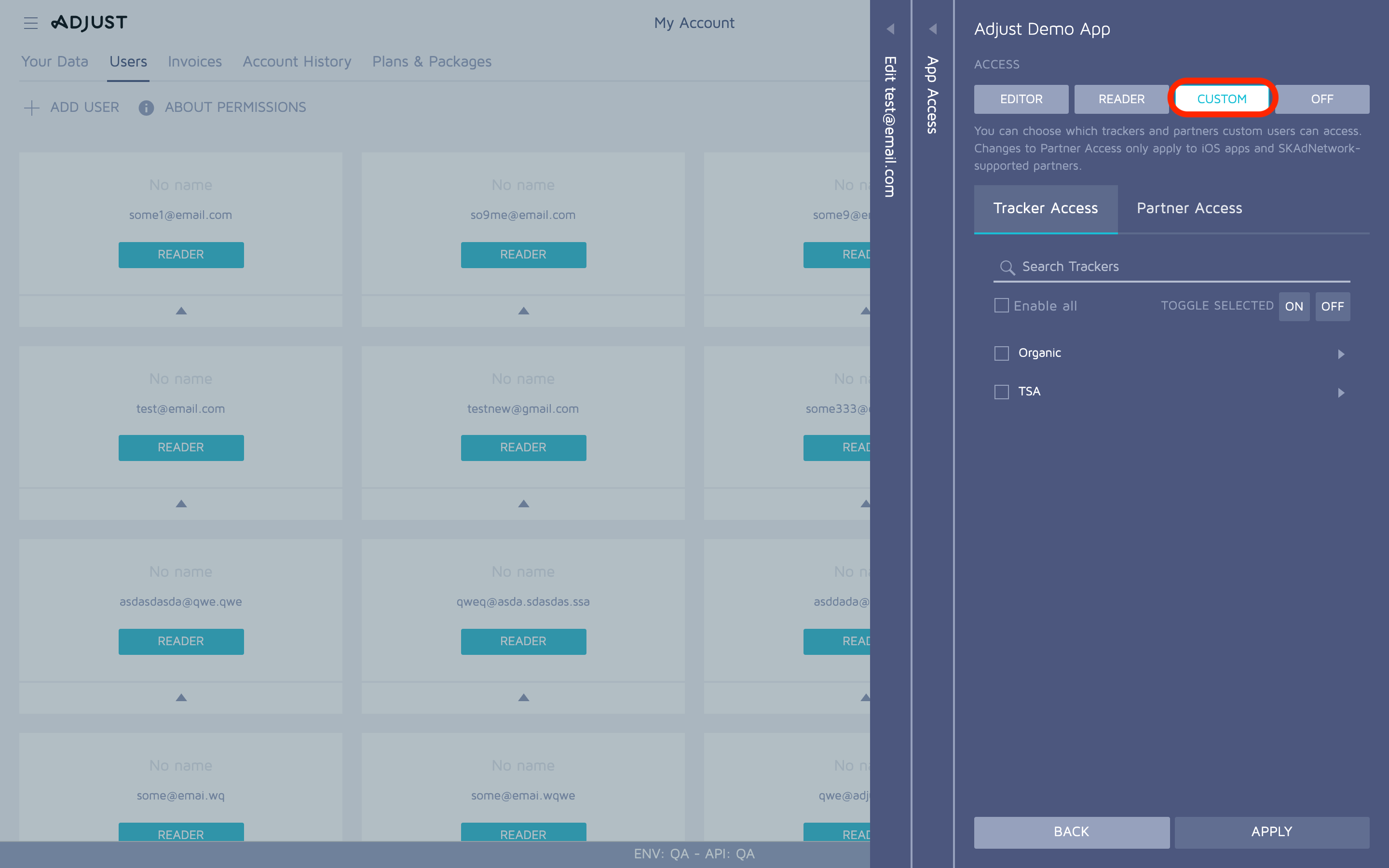 Set up limited tracker-level permissions | Adjust Help Center