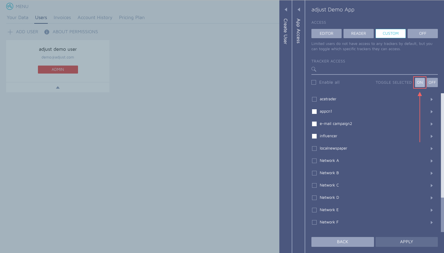 Set up limited tracker-level permissions | Adjust Help Center