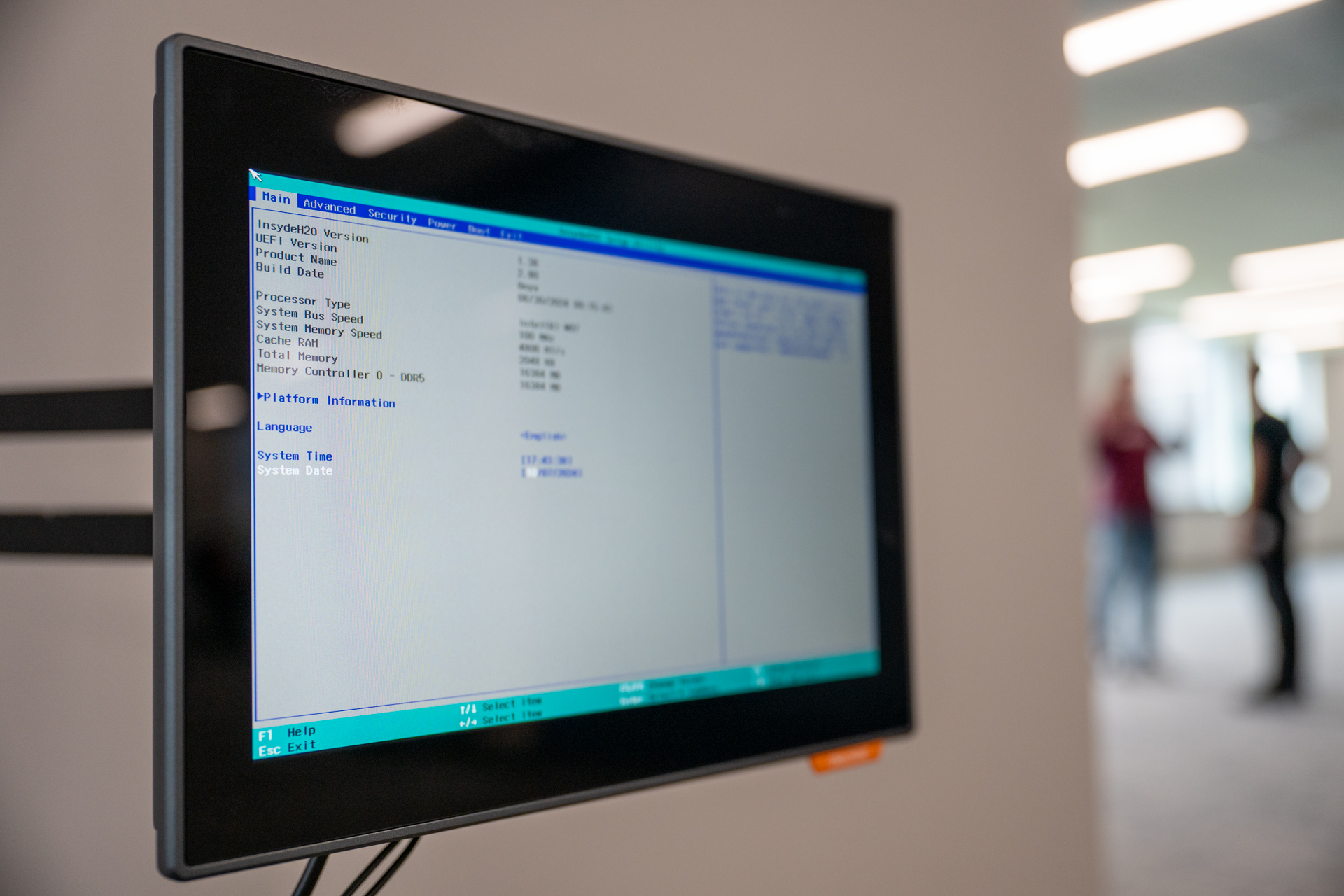 The UEFI/BIOS screen shown on an OnLogic Tacton panel PC