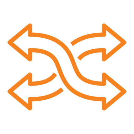 Icon of arrows representing flexibility