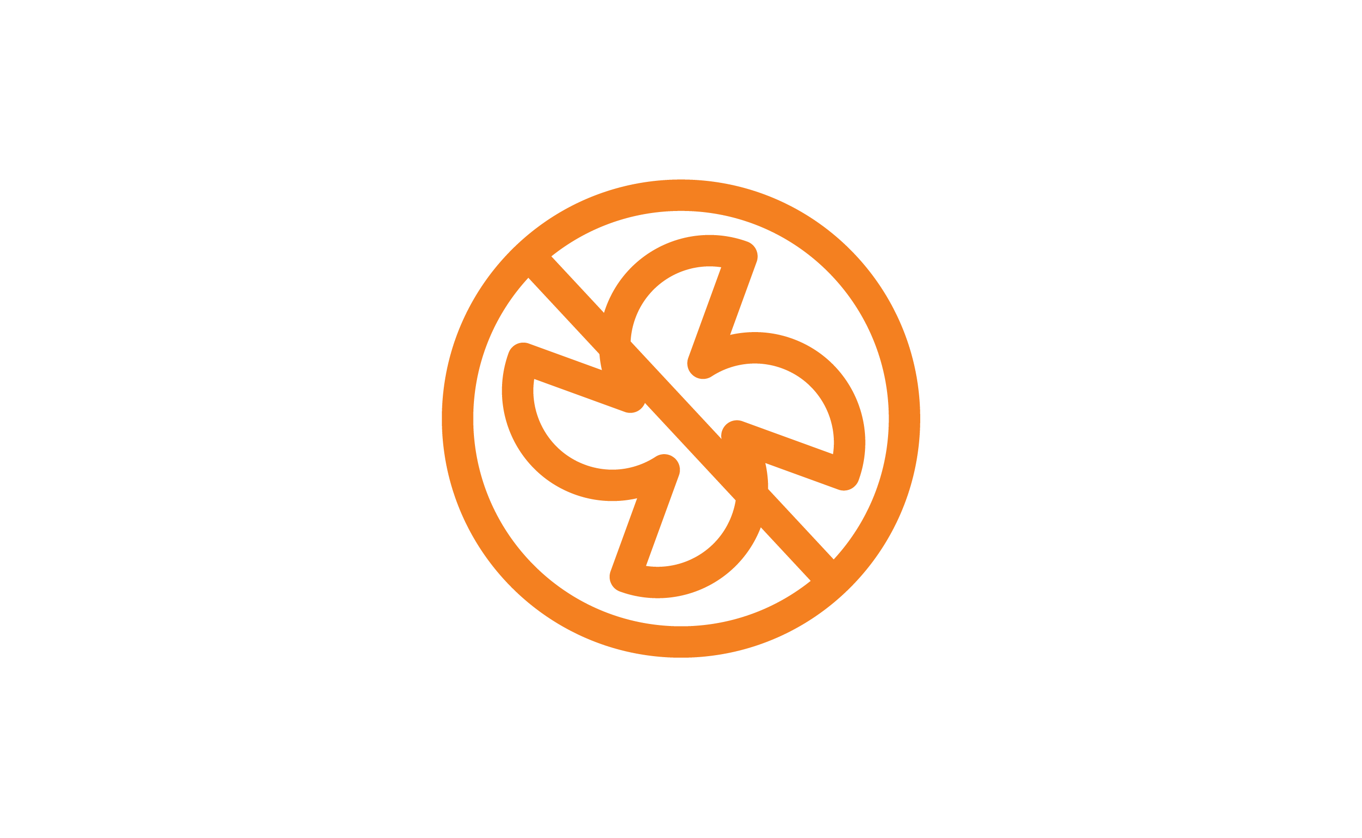 Graphic of a fan with a circle-backslash symbol depicting fanless cooling