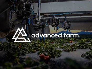 advanced.farm logo overlayed on top of a smart agriculture robotic ...