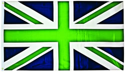 Dale Vince welcomes Gordon Brown with green Union Jack | Ecotricity