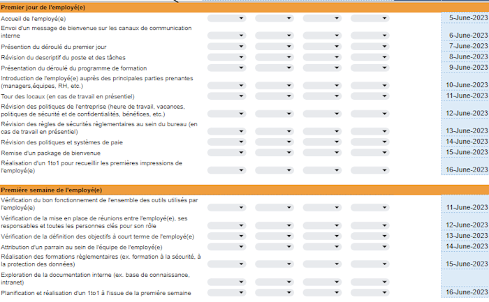 Modèle de check-list d’onboarding Excel gratuit à télécharger