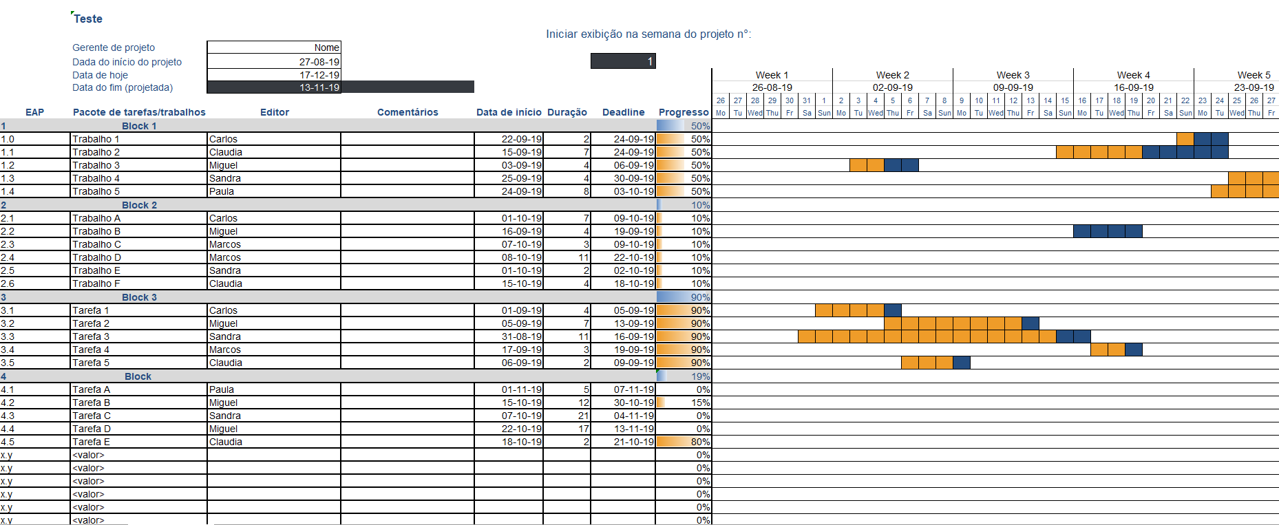 Acompanhe seus projetos com este modelo de Gráfico de Gantt no Excel