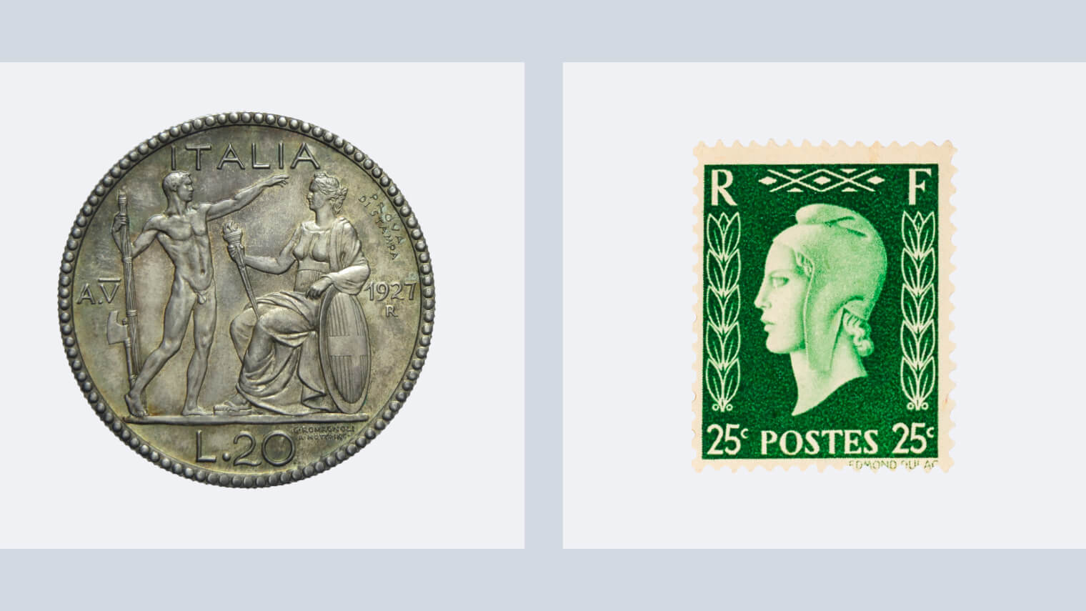 Samling med mønter og frimærker · Gratis forsendelse til salg