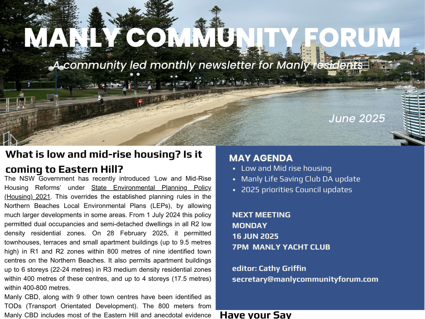 Newsletter June 2025 | Manly Community Forum
