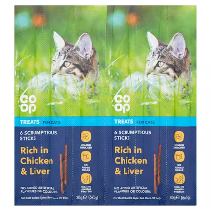 Co-op Treats for Cats 6 Scrumptious Sticks 6 x 5g - Co-op