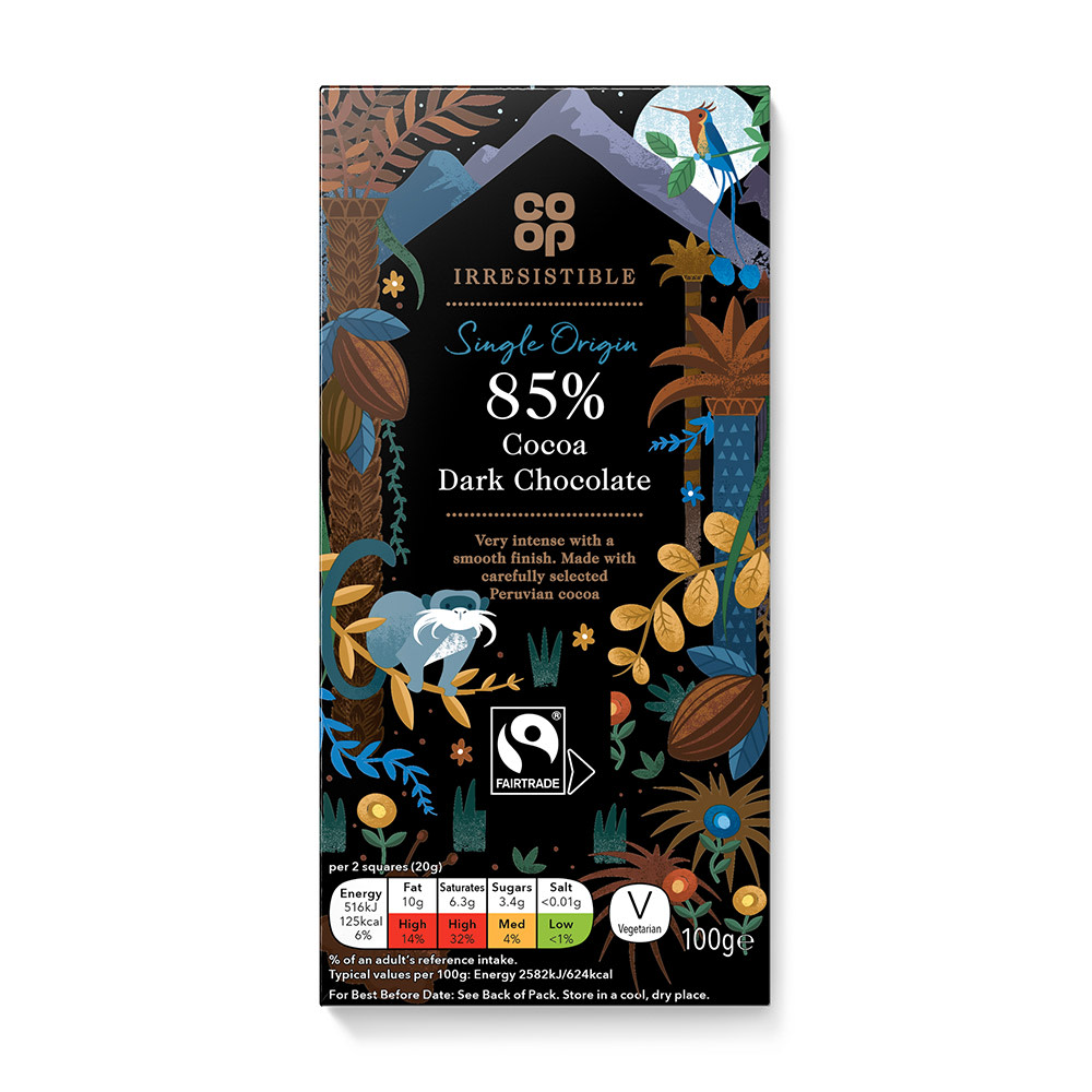 Co-op Irresistible Fairtrade Dark Chocolate 85% 100g - Co-op