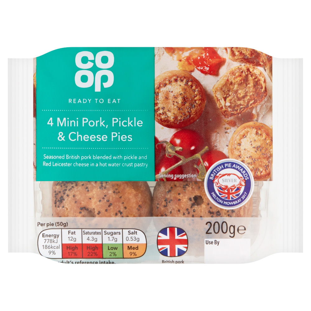 Co-op Mini Pork Pickle & Red Leicester Pies 200G - Co-op